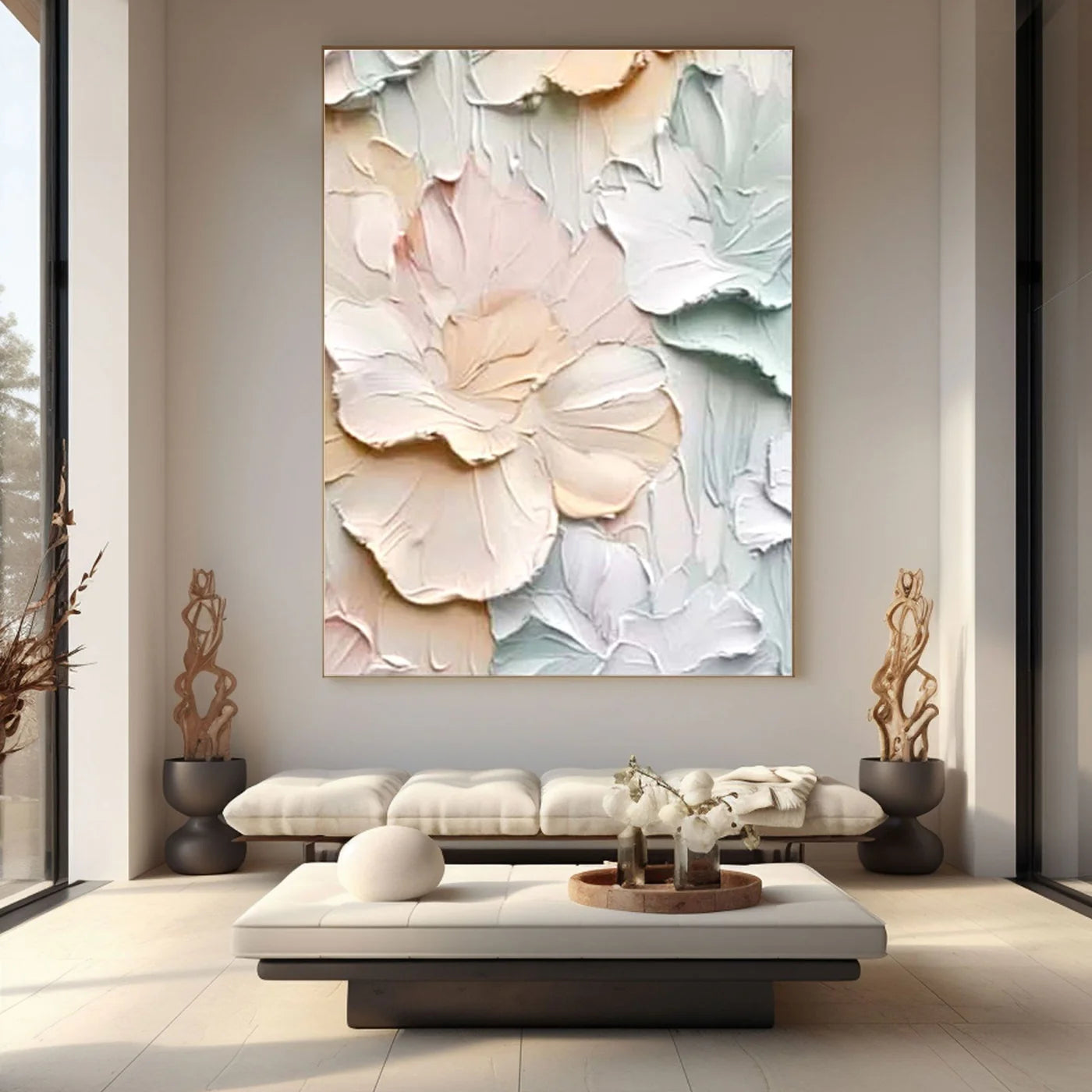 Vertical Abstract Colorful Plaster Painting Colorful Flower Plaster ...