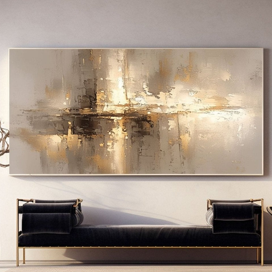 Gray And Gold Painting Earthy Tone Painting Abstract Plaster Painting ...